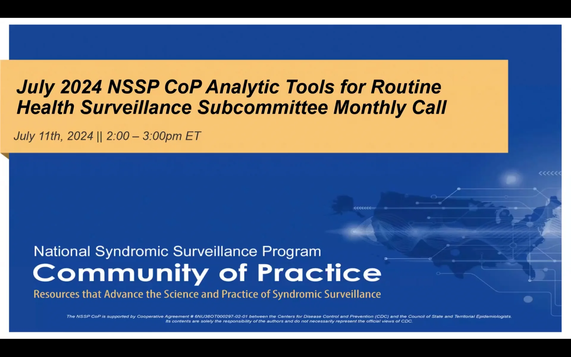 July 2024 NSSP CoP Analytic Tools for Routine Health Surveillance ...