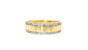 .15 ct. t.w. Diamond-Edge Ring in 18kt Gold Over Sterling
