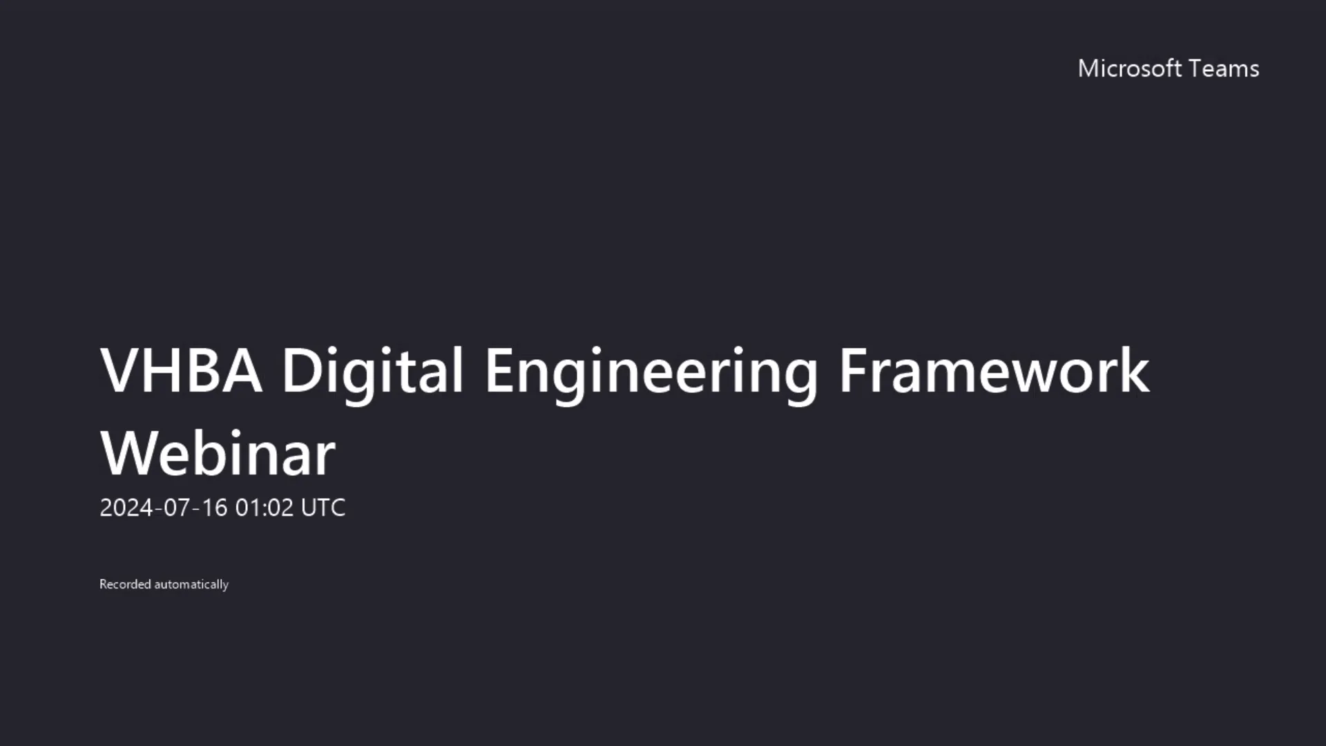 VHBA Webinar: Digital Engineering Framework