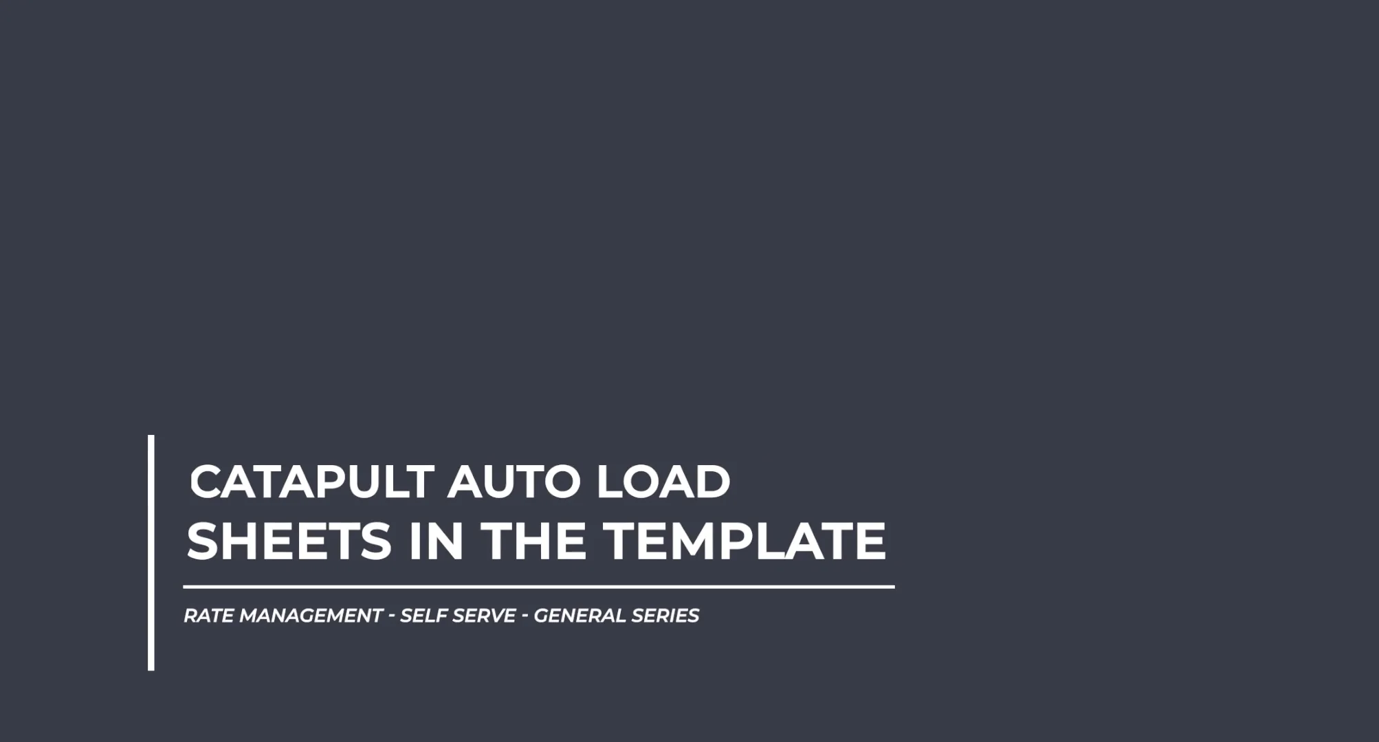 Catapult Auto Load - Sheets in the Template