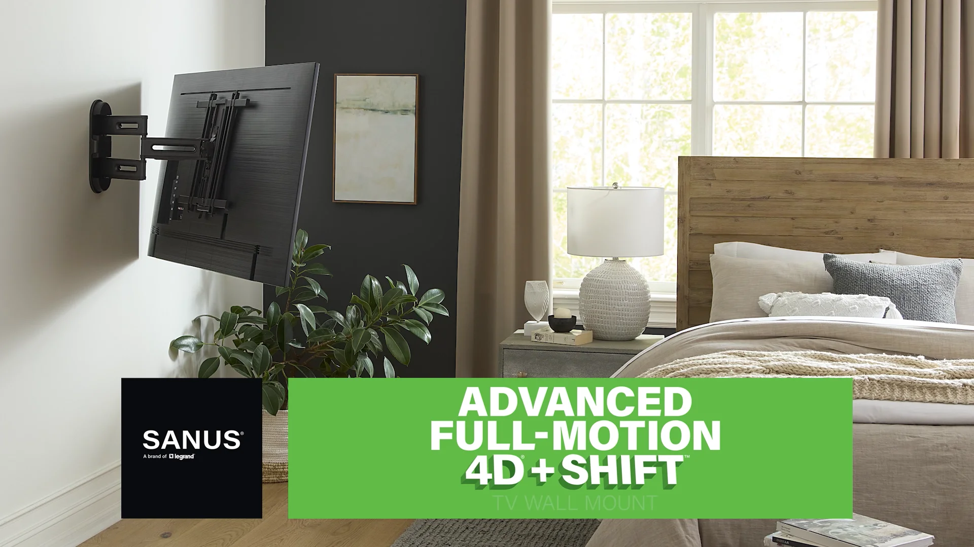 VMF922-B2 SANUS Advanced Full-Motion 4D® + Shift™ TV Wall Mount for TVs 32"- 65" | Features ...