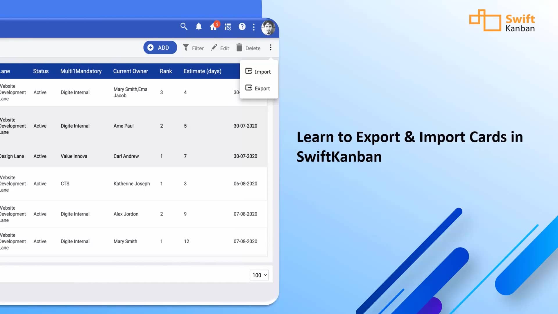 Learn to Export and Import cards in SwiftKanban on Vimeo