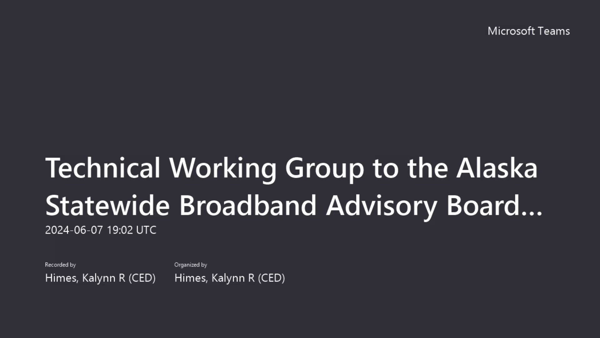 Technical Working Group to the Alaska Statewide Broadband Advisory ...