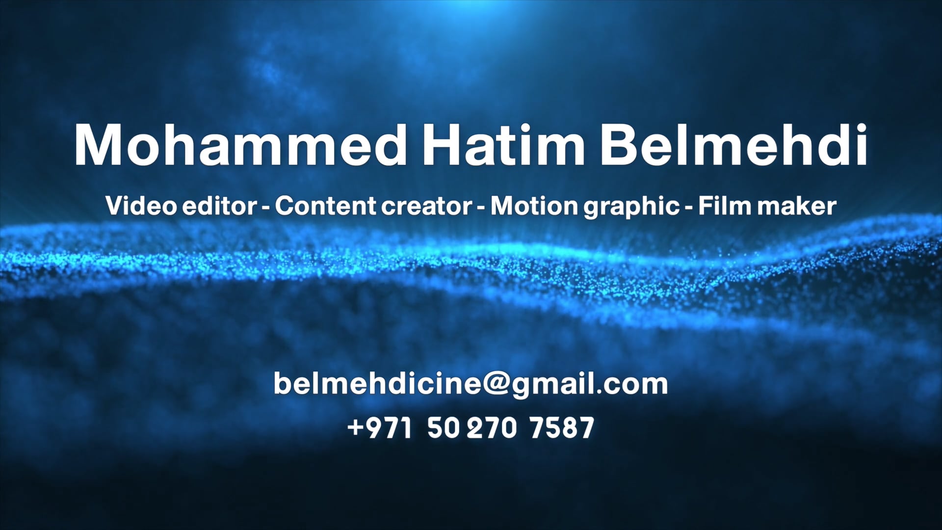Showreel Mohammed Hatim Belmehdi