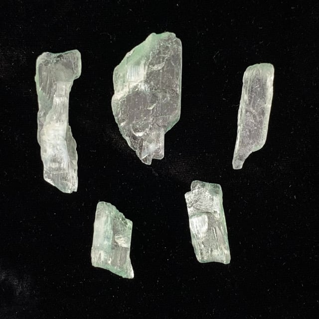 Green Spodumene var: Hiddenite (5-crystal set) | Governador Valadares ...