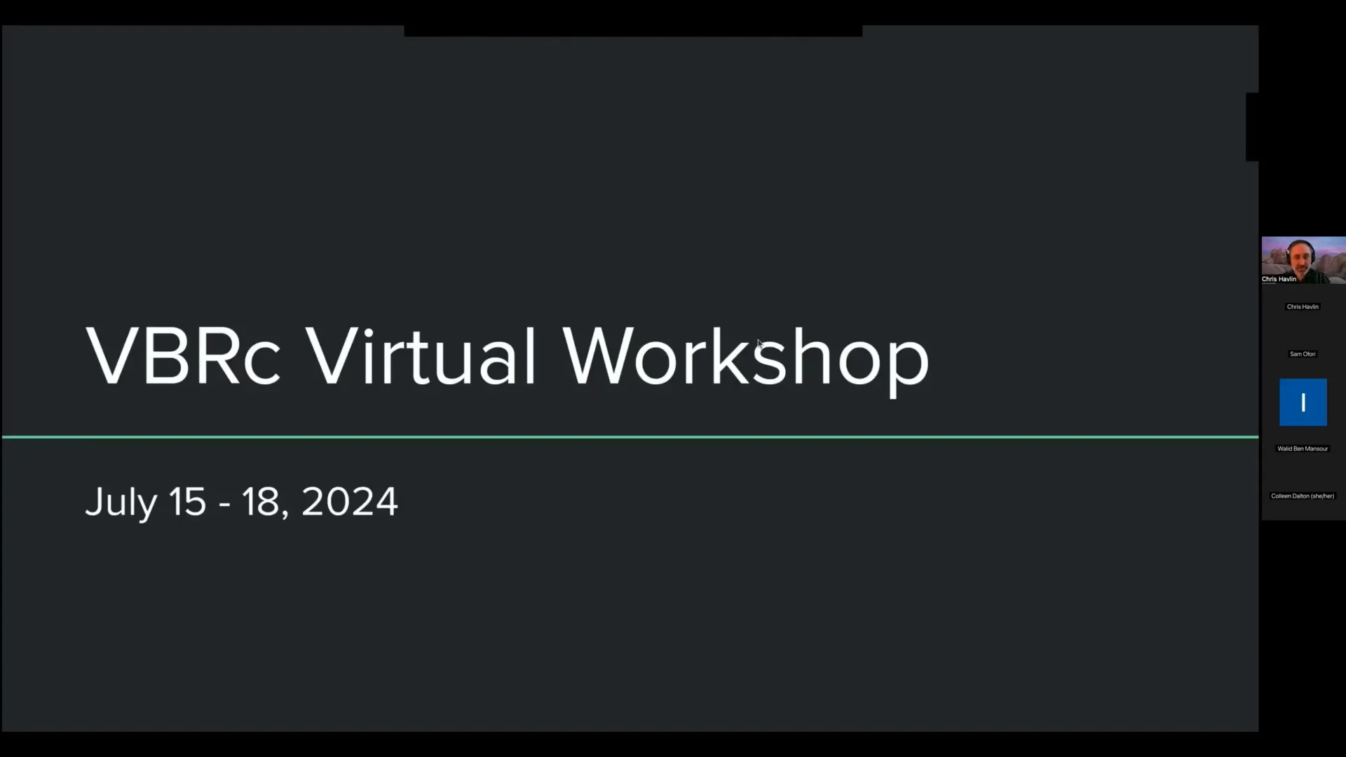 Welcome to the 2024 VBRc Virtual Workshop