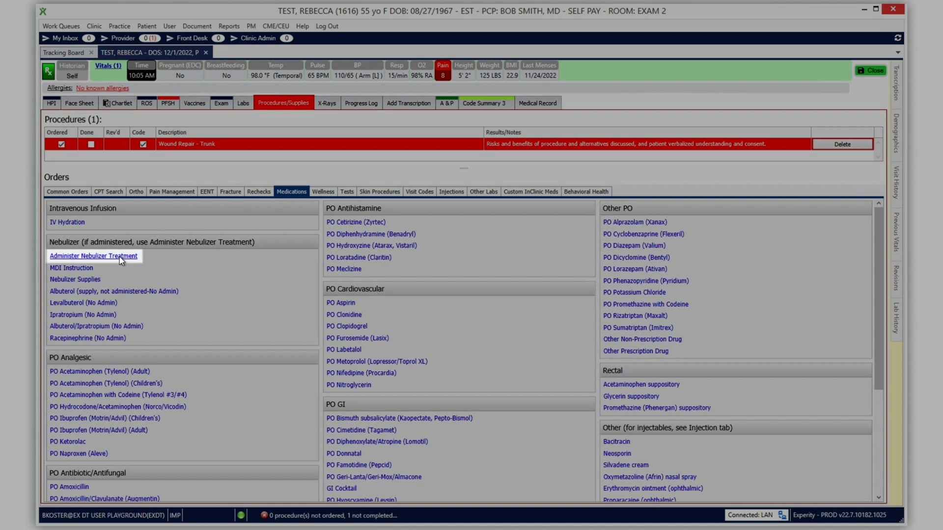 Clinical - Procedures Tab