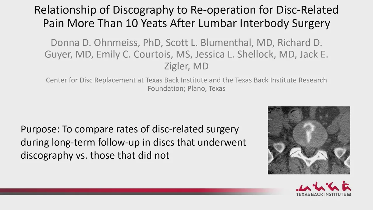 Relationship of Discography to Re-operation for Disc-Related Pain More ...