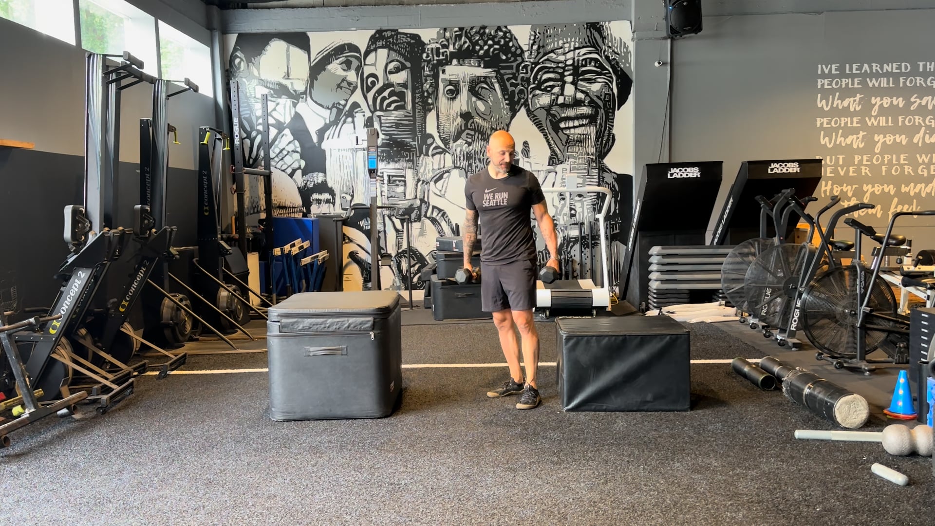 DB Box Squat to Box Jump