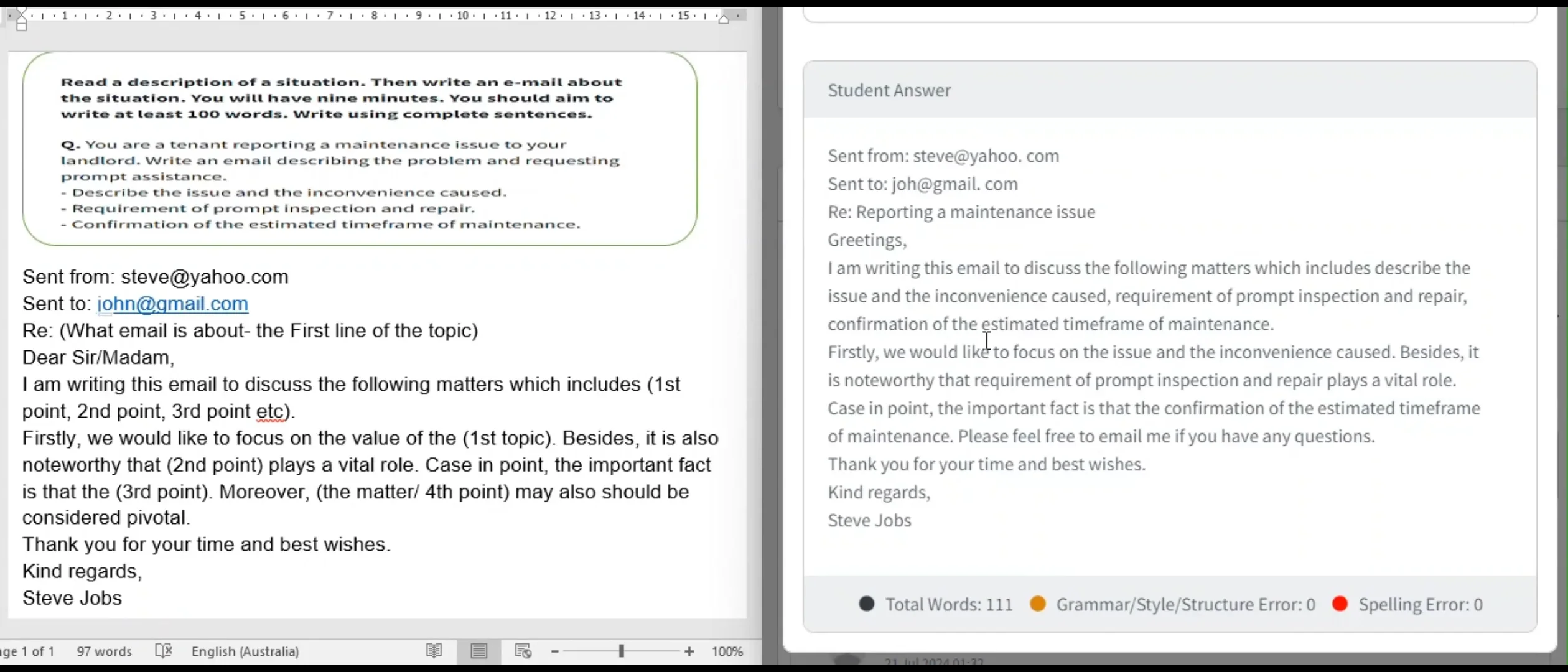 PTE_Core- Write an Email
