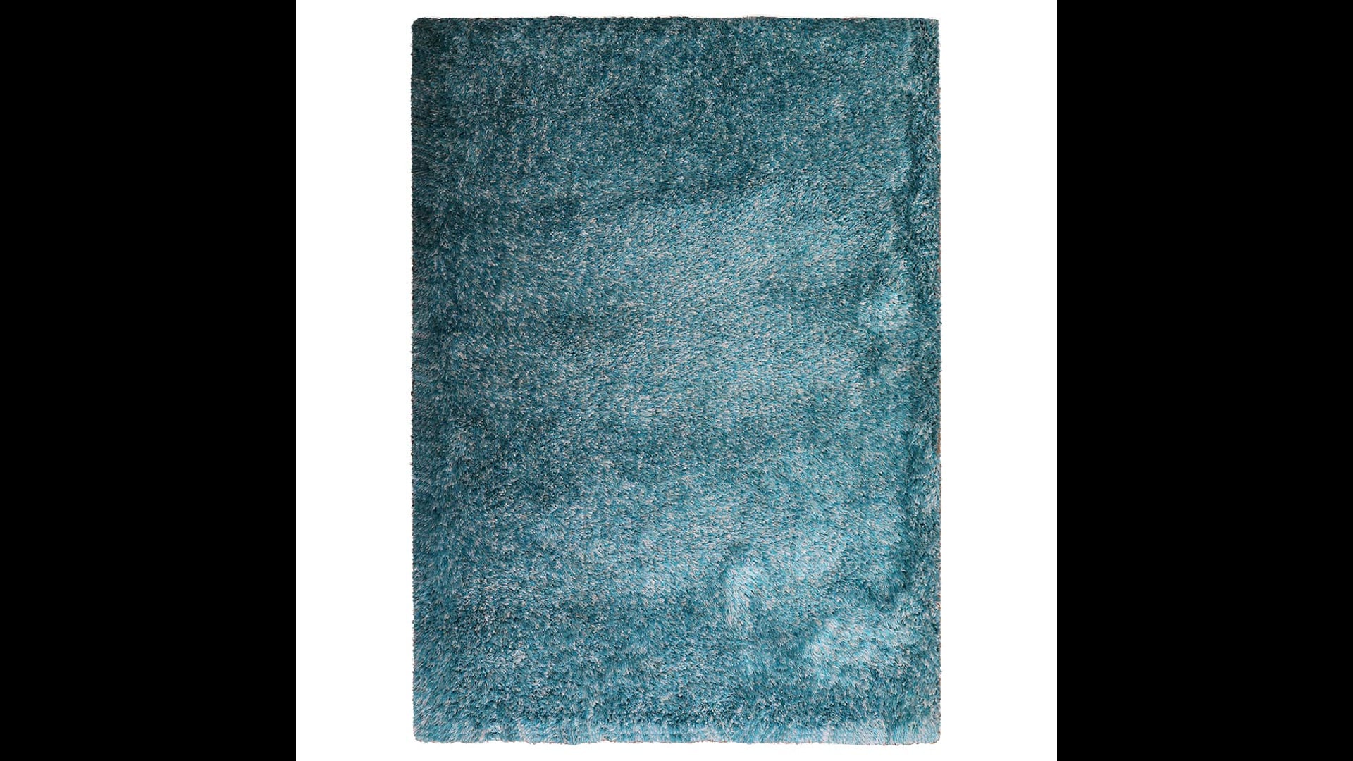 Hand Tufted Shag Polyester Area Rug Solid Turquoise White, [Rectangle ...