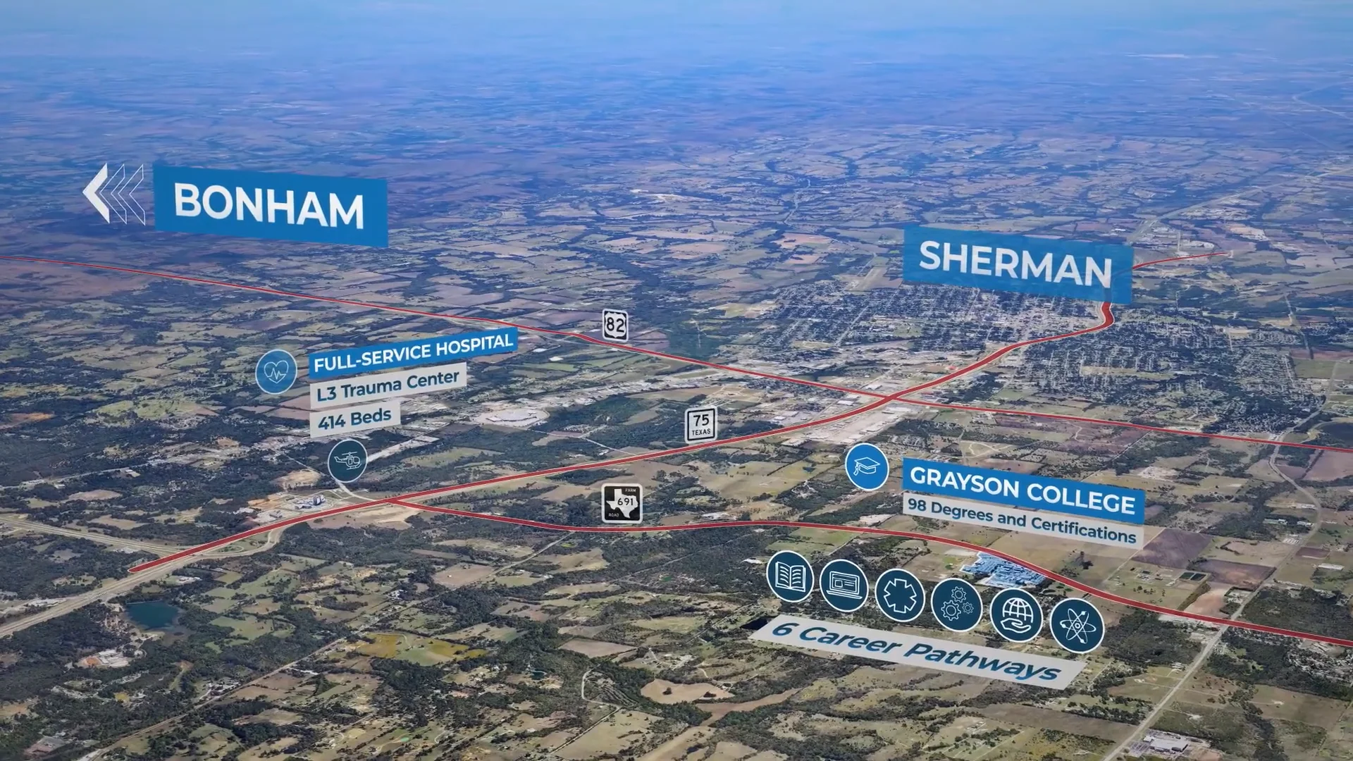 3D Animated Map Examples - Bonham - 3D Animated Map Scene 02 - College ...