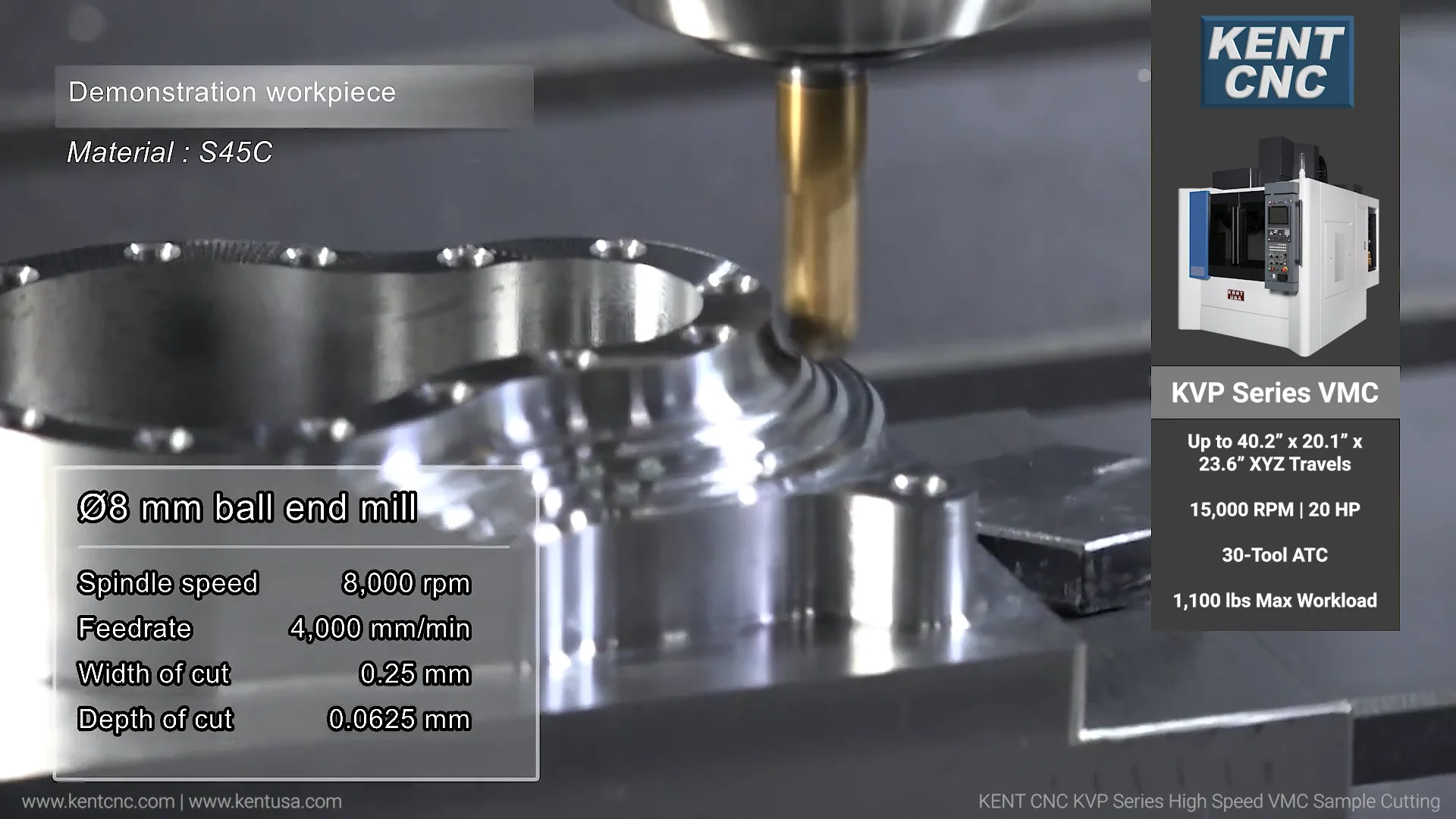 Kent CNC KVP High Speed VMC Sample Cutting