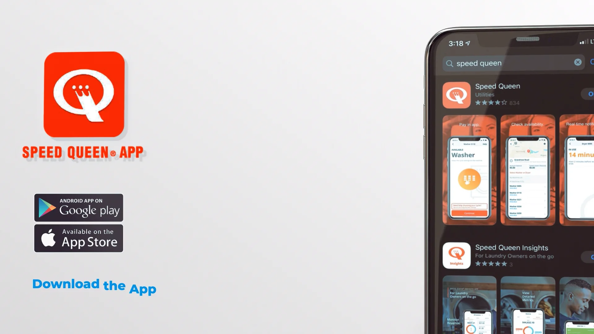 Speed Queen App with ONECard Integration and No Credit and Debit
