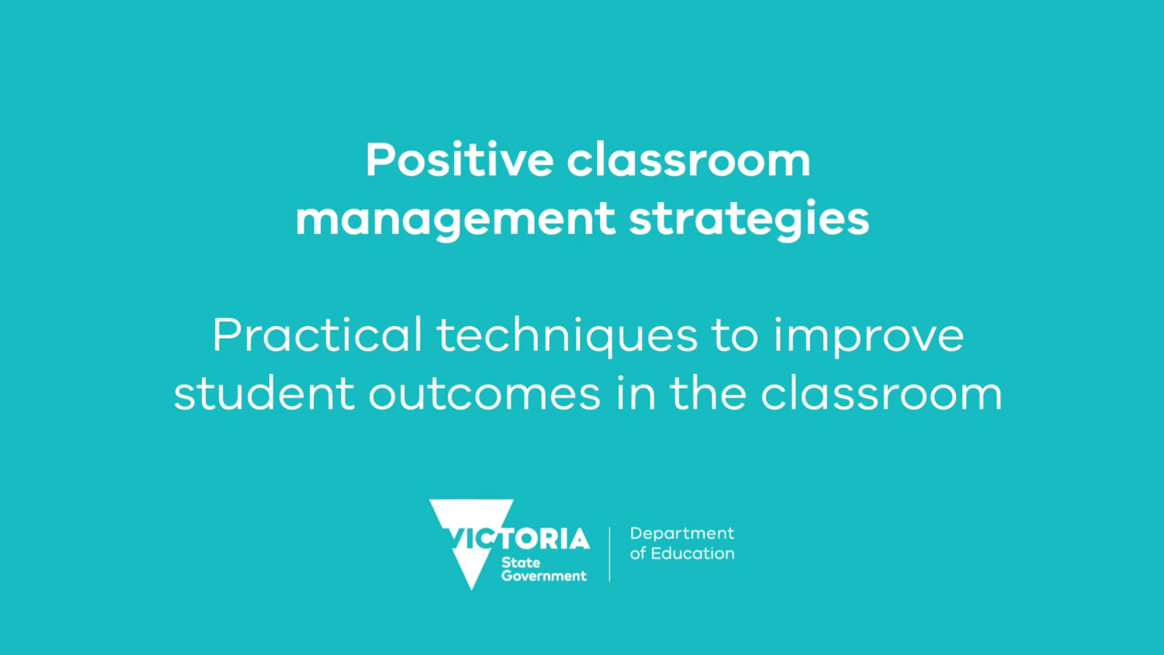 Positive Classroom Management Strategies Introduction