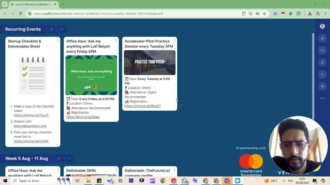 ALX Ventures Accelerator onboarding to Padlet & Deliverables sheet