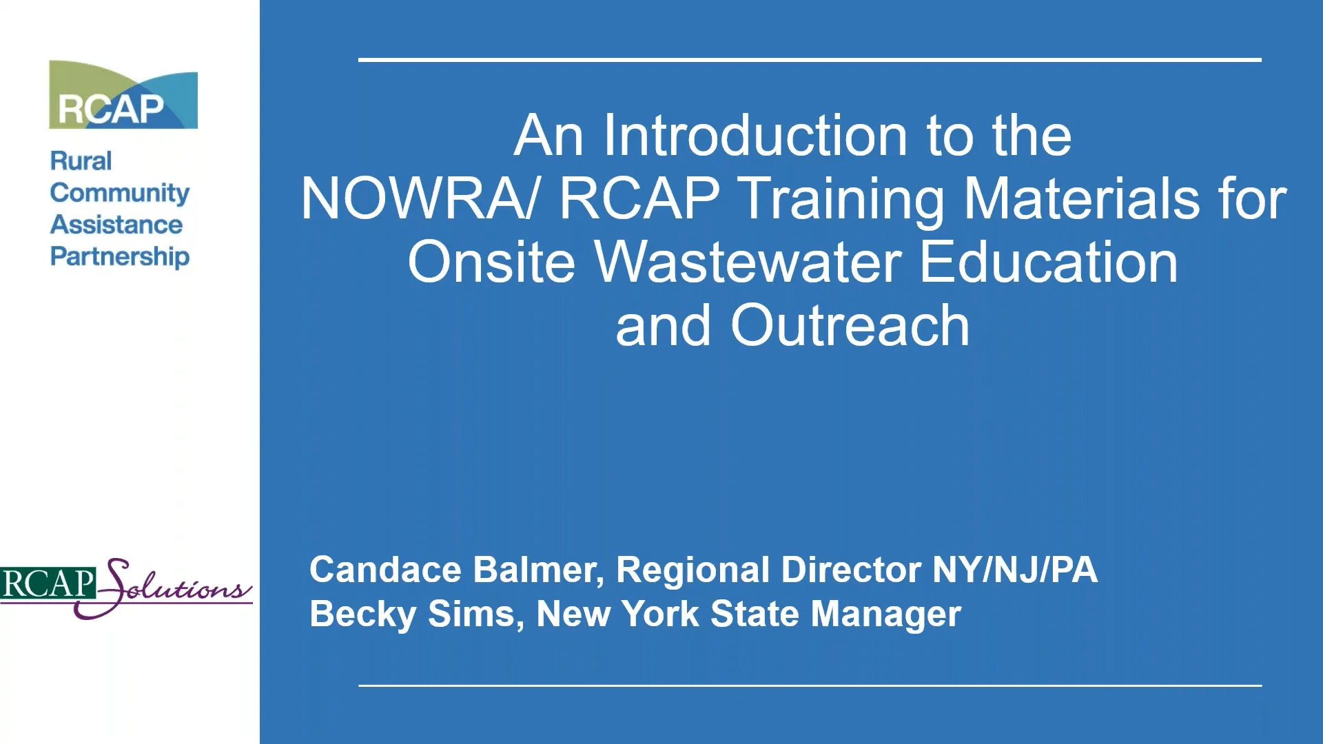 RCAP Webinar | An Introduction to the NOWRA/RCAP Training Materials for ...