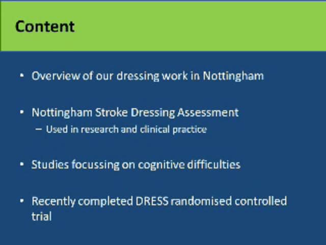 Dressing after stroke, part 1 on Vimeo