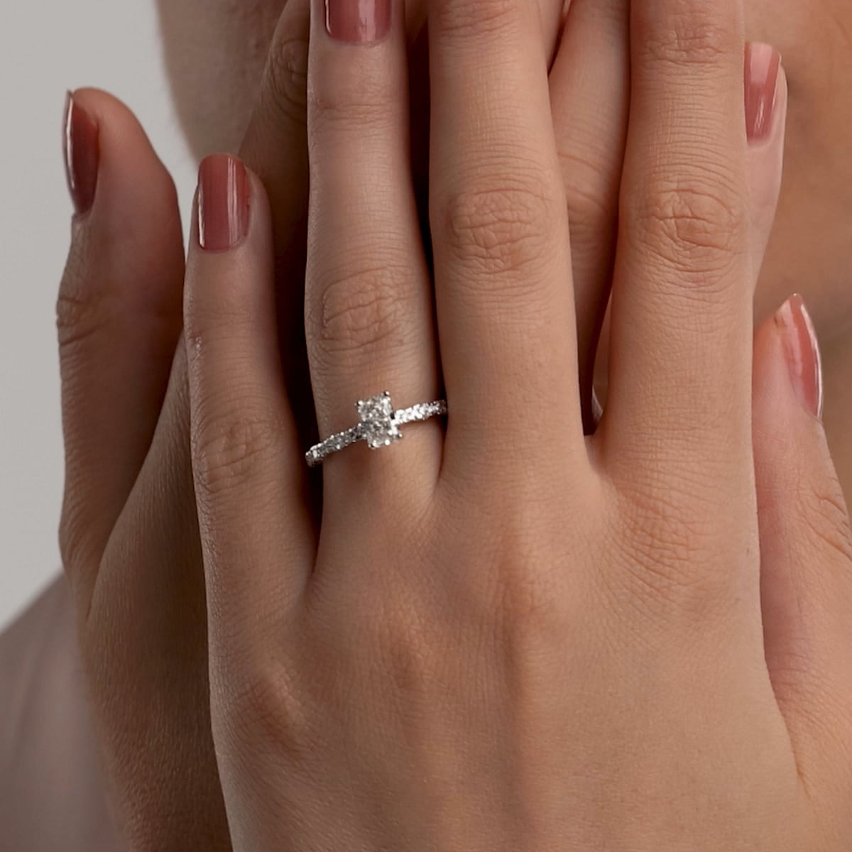 1 ctw Radiant Lab Grown Diamond Station Engagement Ring - Grownbrilliance