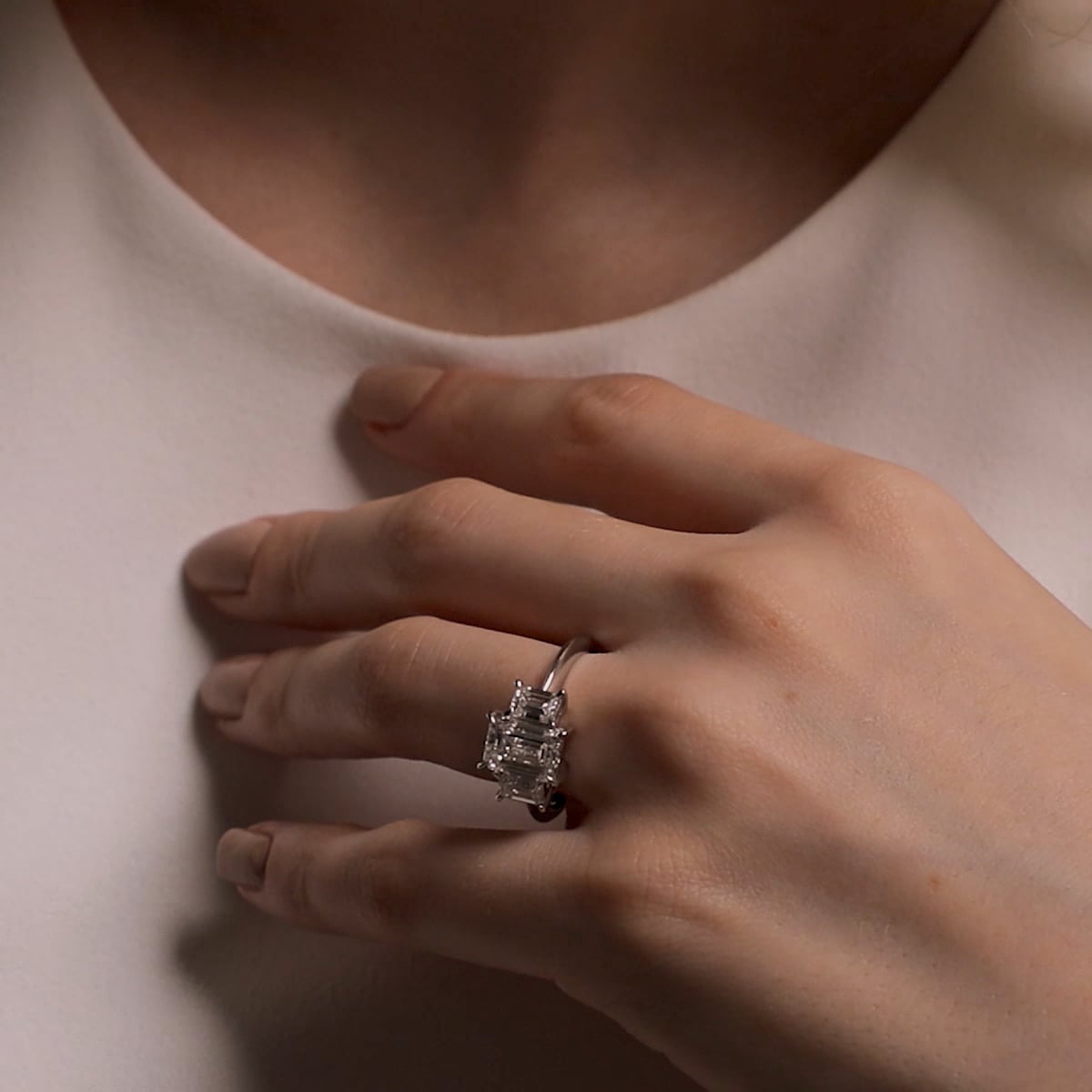 Asteria 3 ctw Emerald Lab Grown Diamond Engagement Ring 18K Yellow Gold, E, VS1