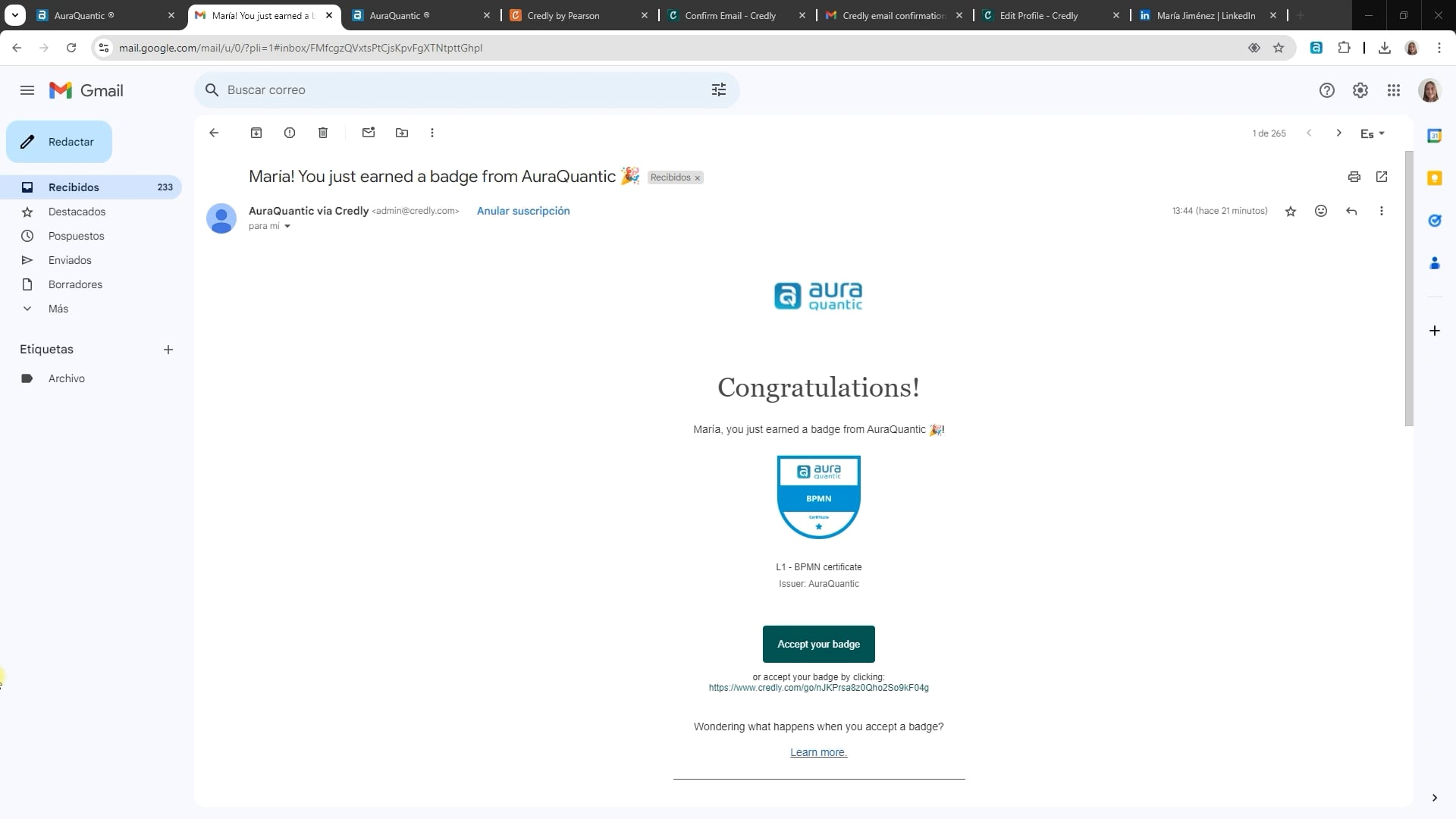 Certificado de Credly