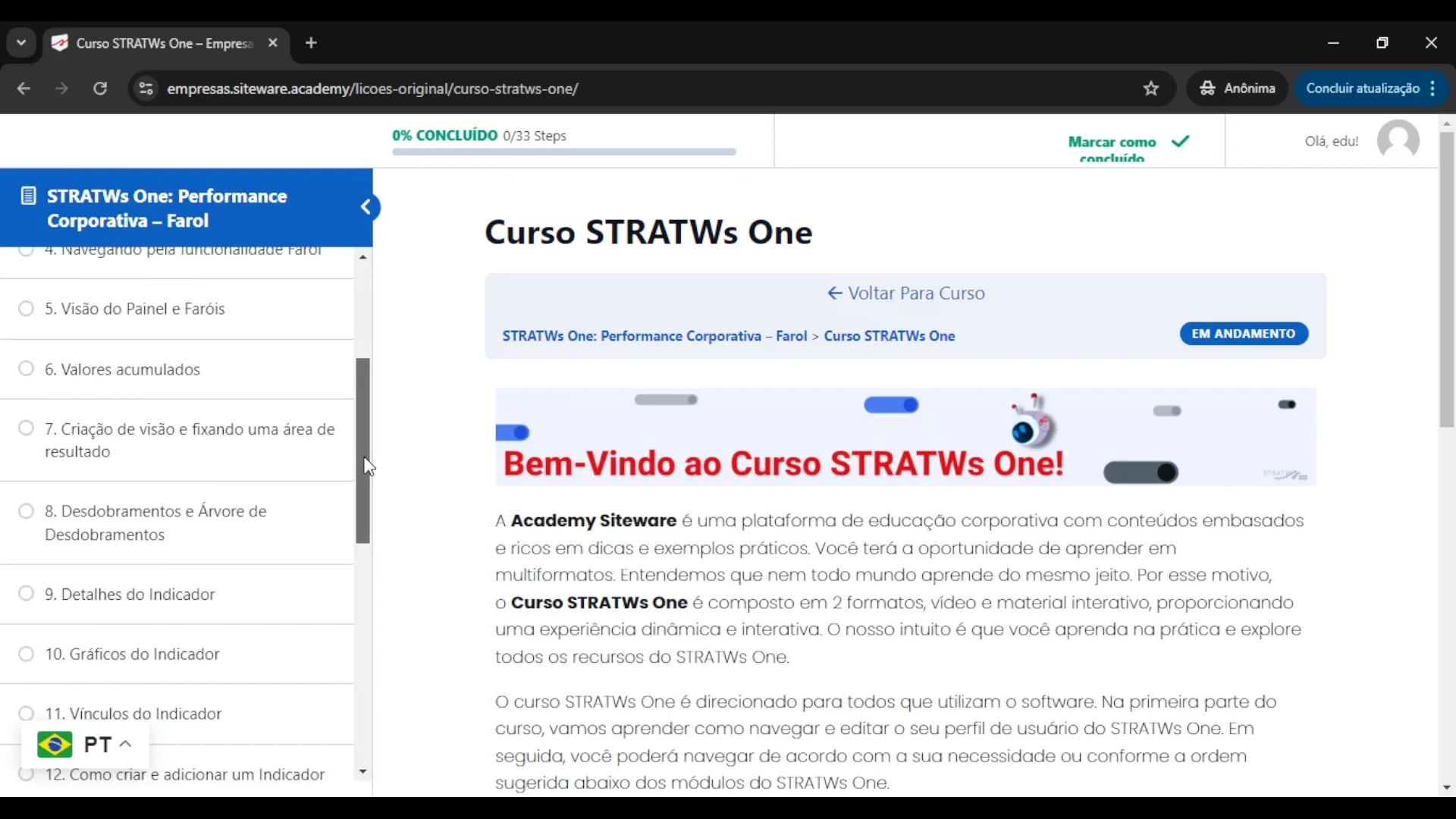 Tutorial de Primeiro Acesso Siteware Academy: Cliente STRATWs