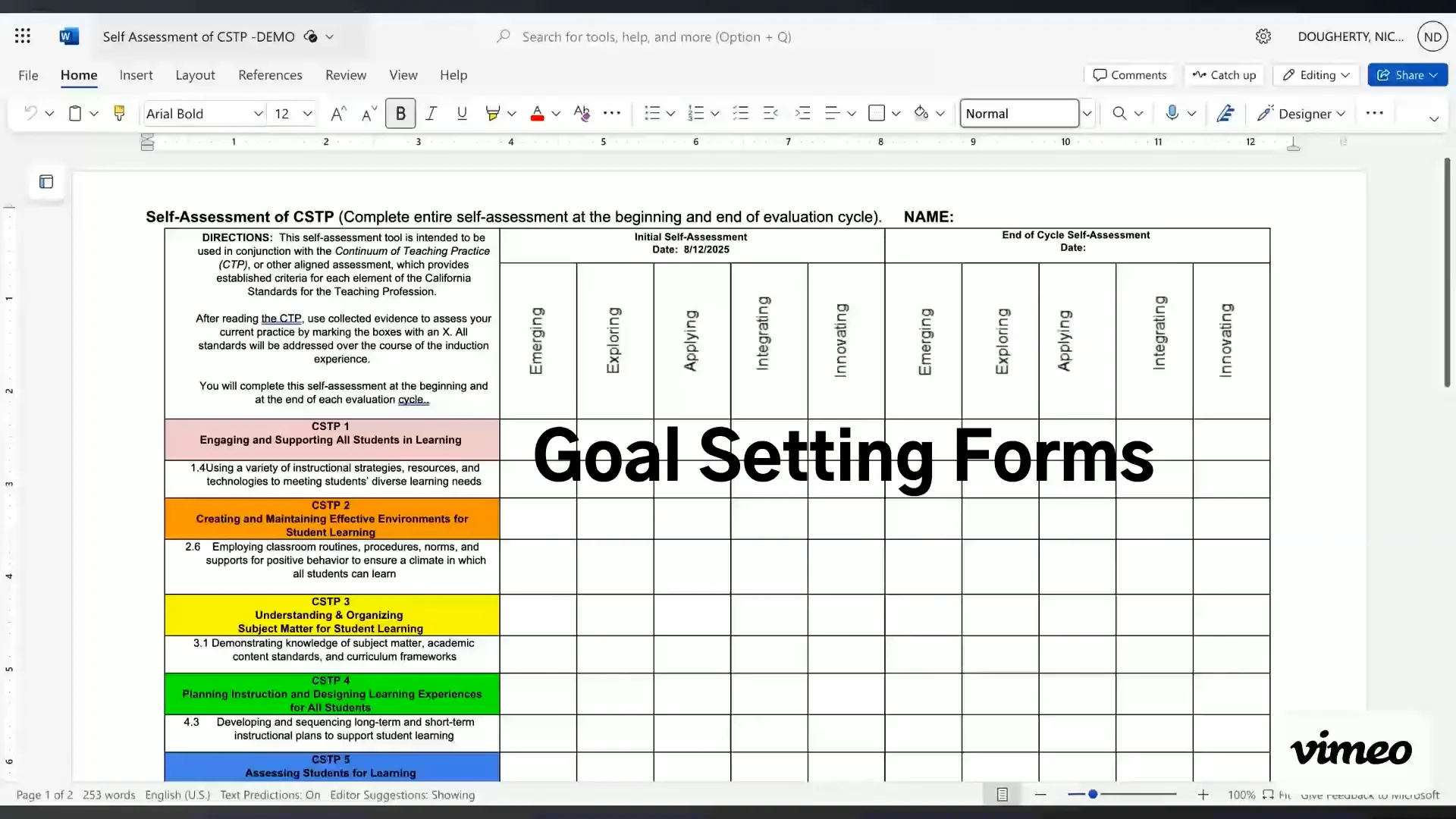 E3 Goal Setting Forms