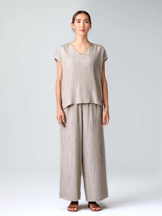 Textured Silk Jacquard Wide-Leg Pant | EILEEN FISHER Textured Silk Jacquard Wide-Leg Pant | EILEEN FISHER