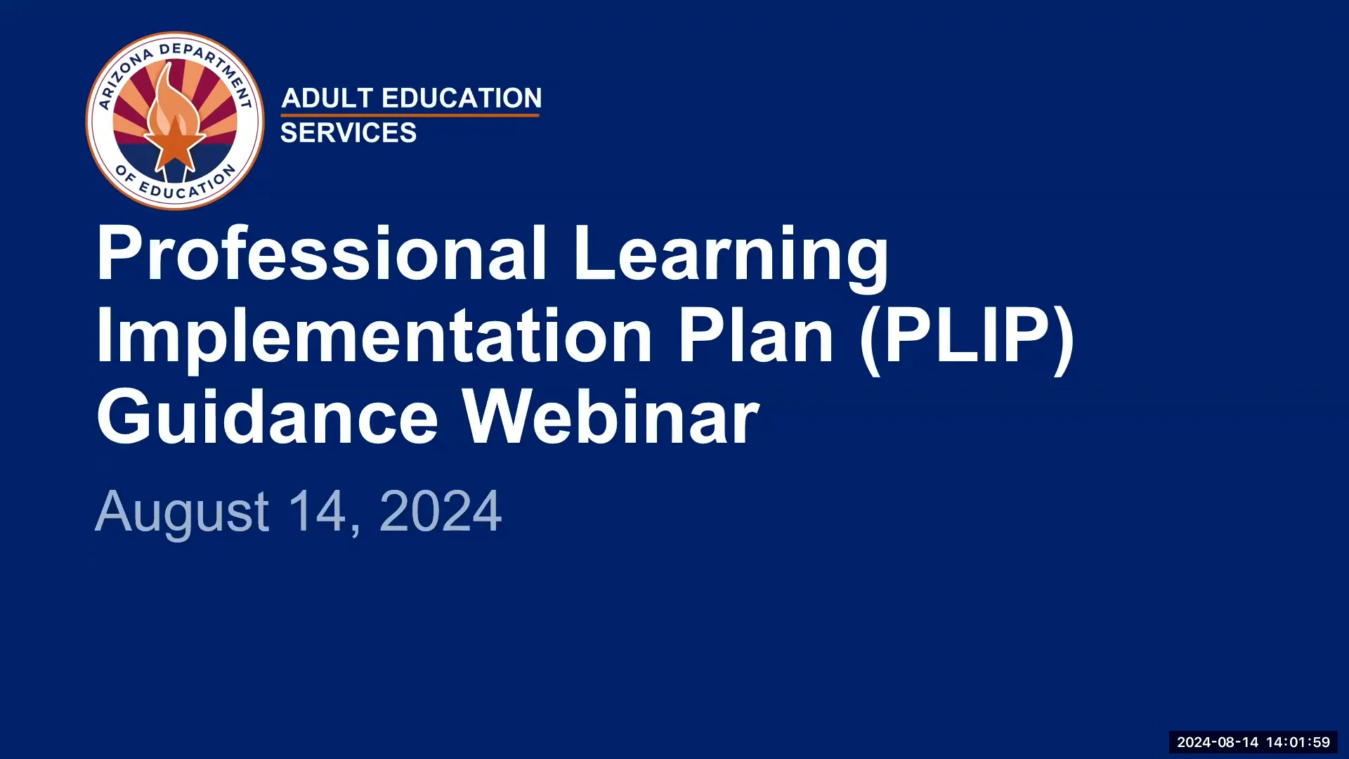 PLIP (Professional Learning Implementation Plan) Webinar - PY2024-25