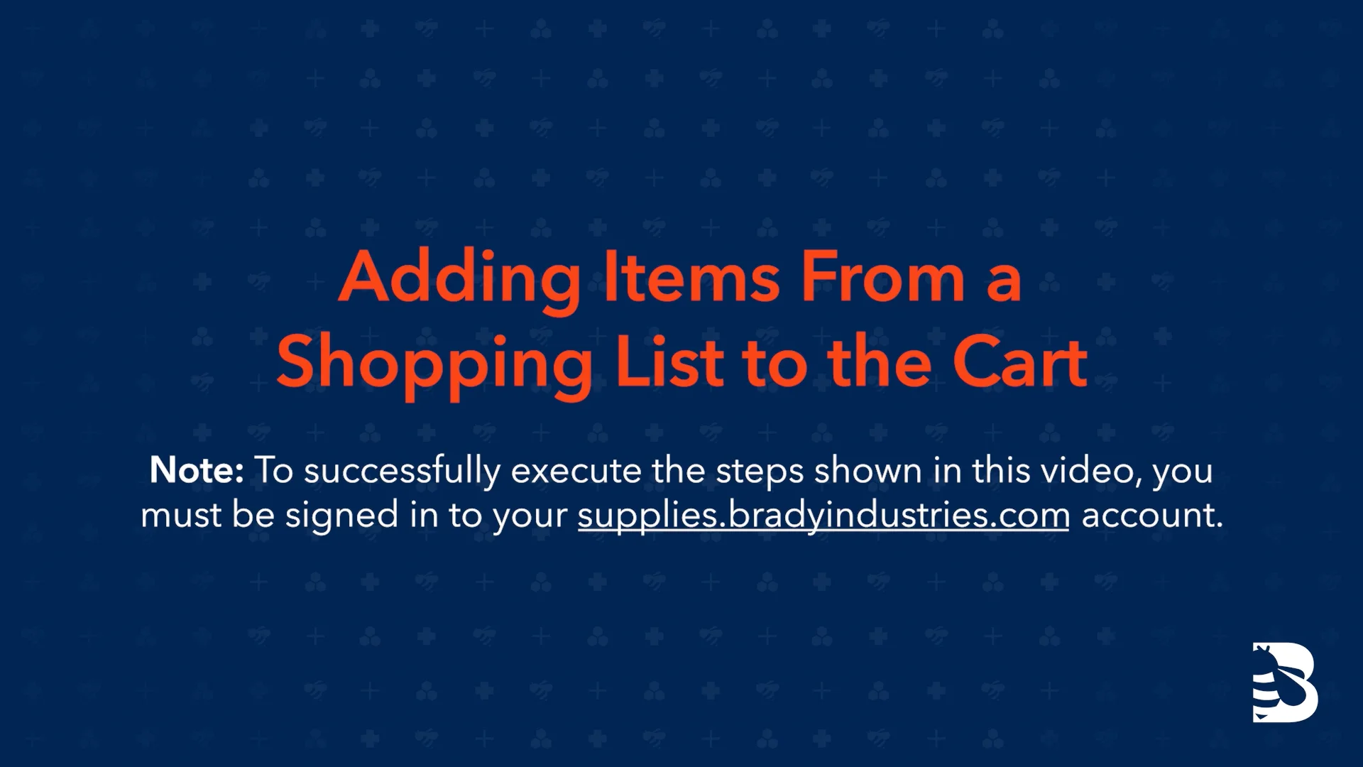 Adding Items From a Shopping List to the Cart