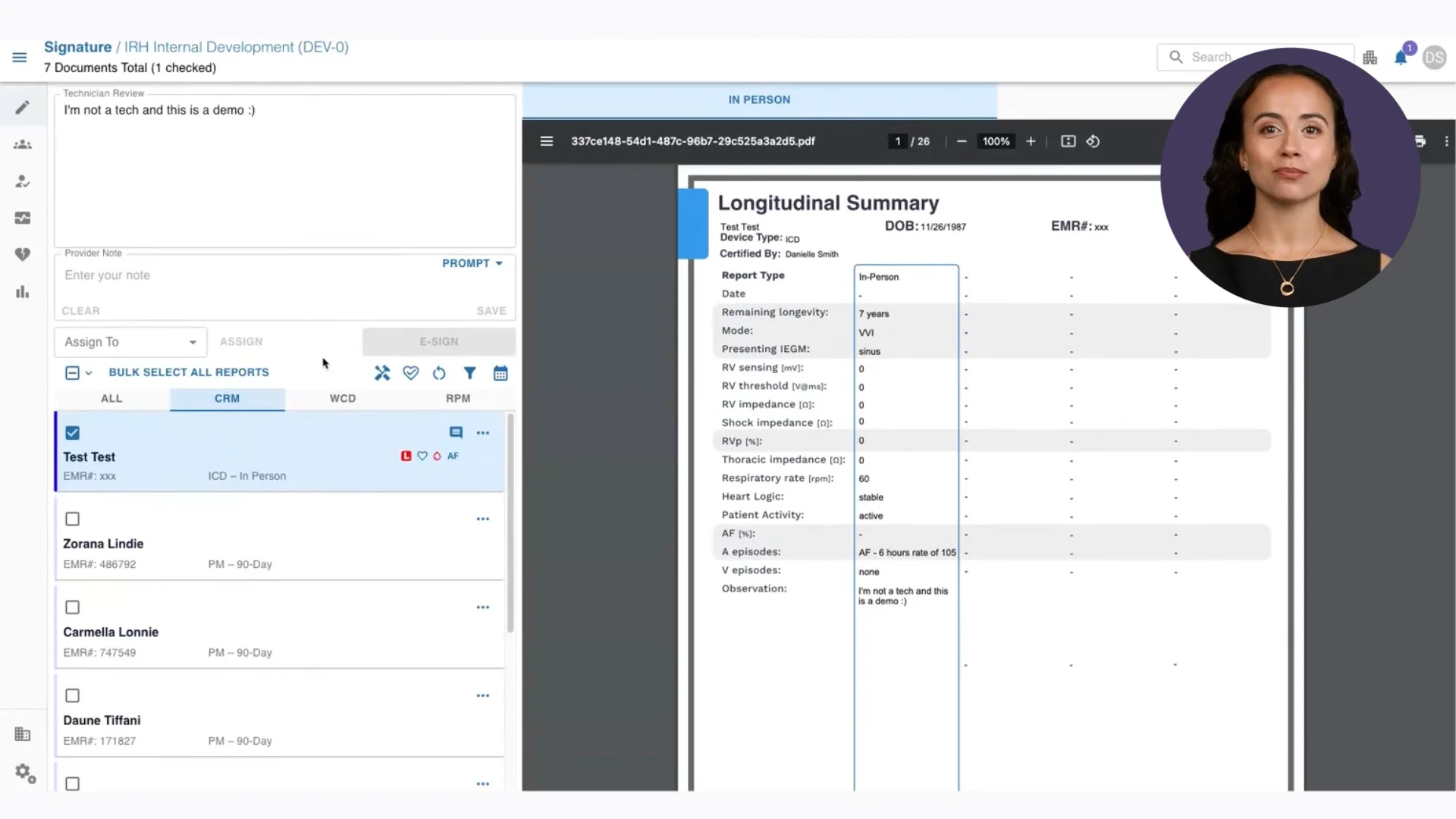 IR Demo 8 - Evidencing Care