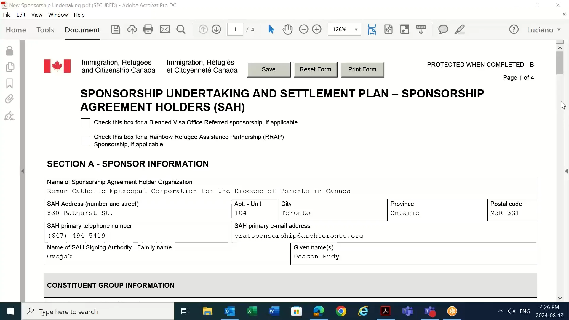 Undertaking Form (IMM 5373)