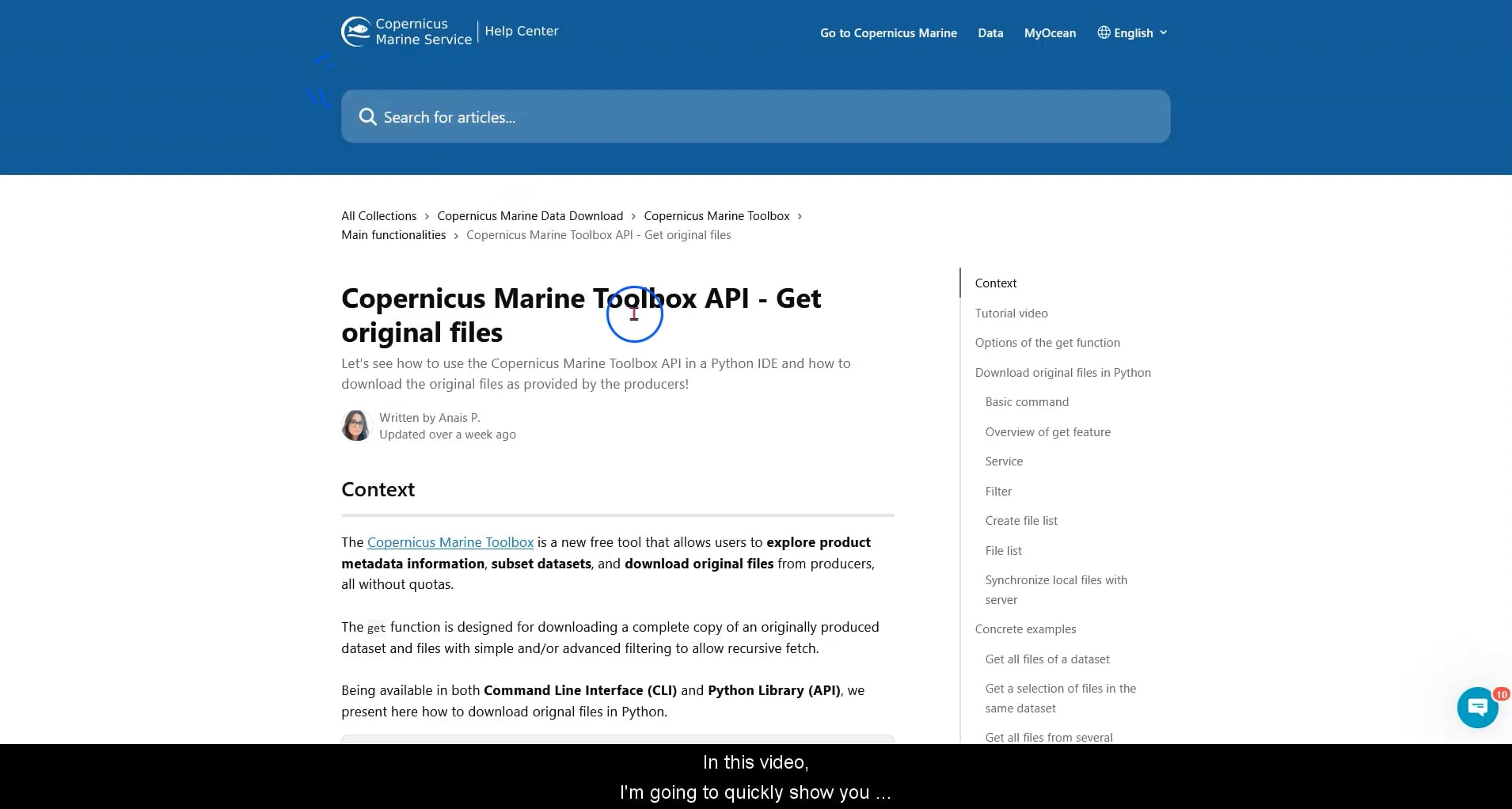 How to use the Get function of the Copernicus Marine Toolbox?