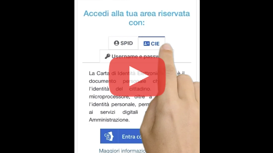 Entra nell'area riservata con la carta d'identità