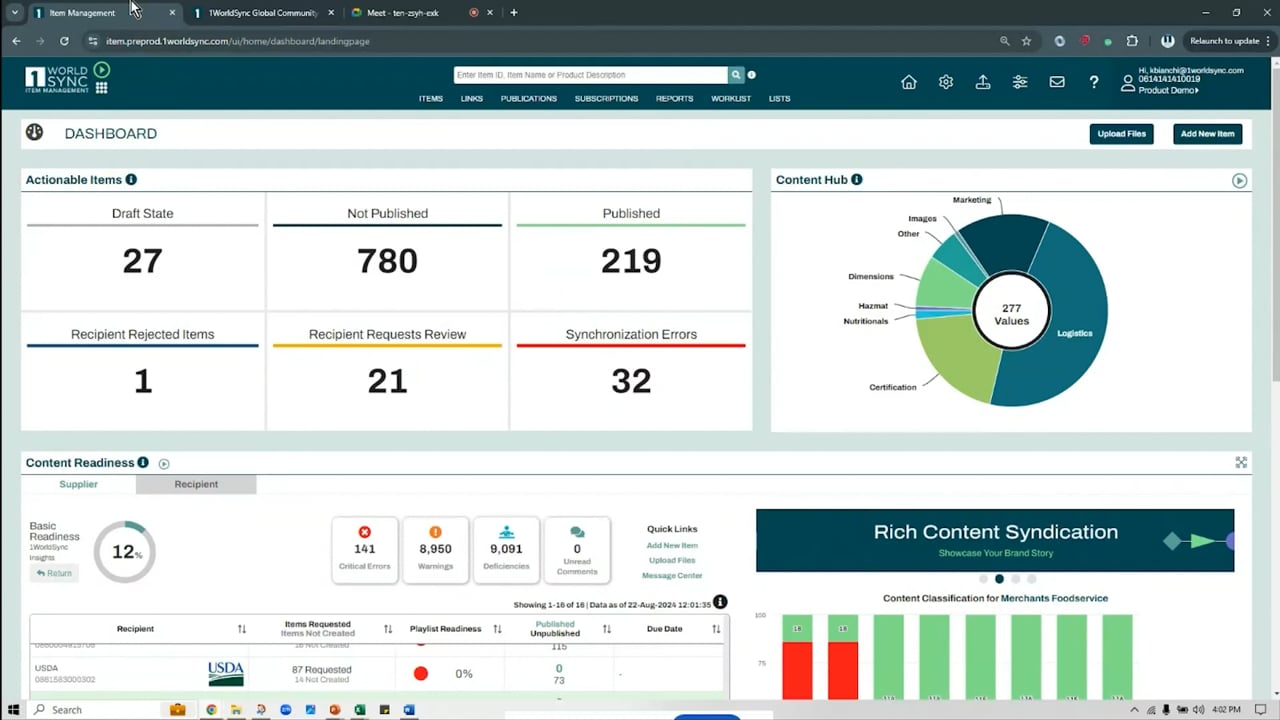 Item Management Demo - 1WorldSync Customer Community
