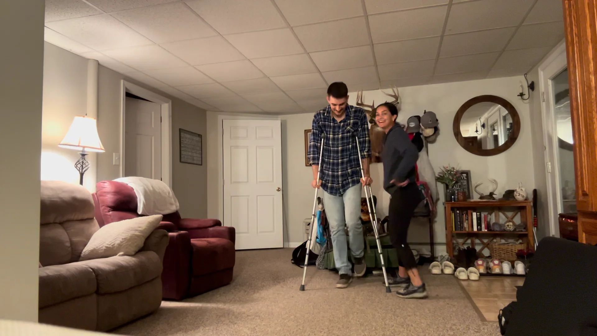 Ambulating with crutches