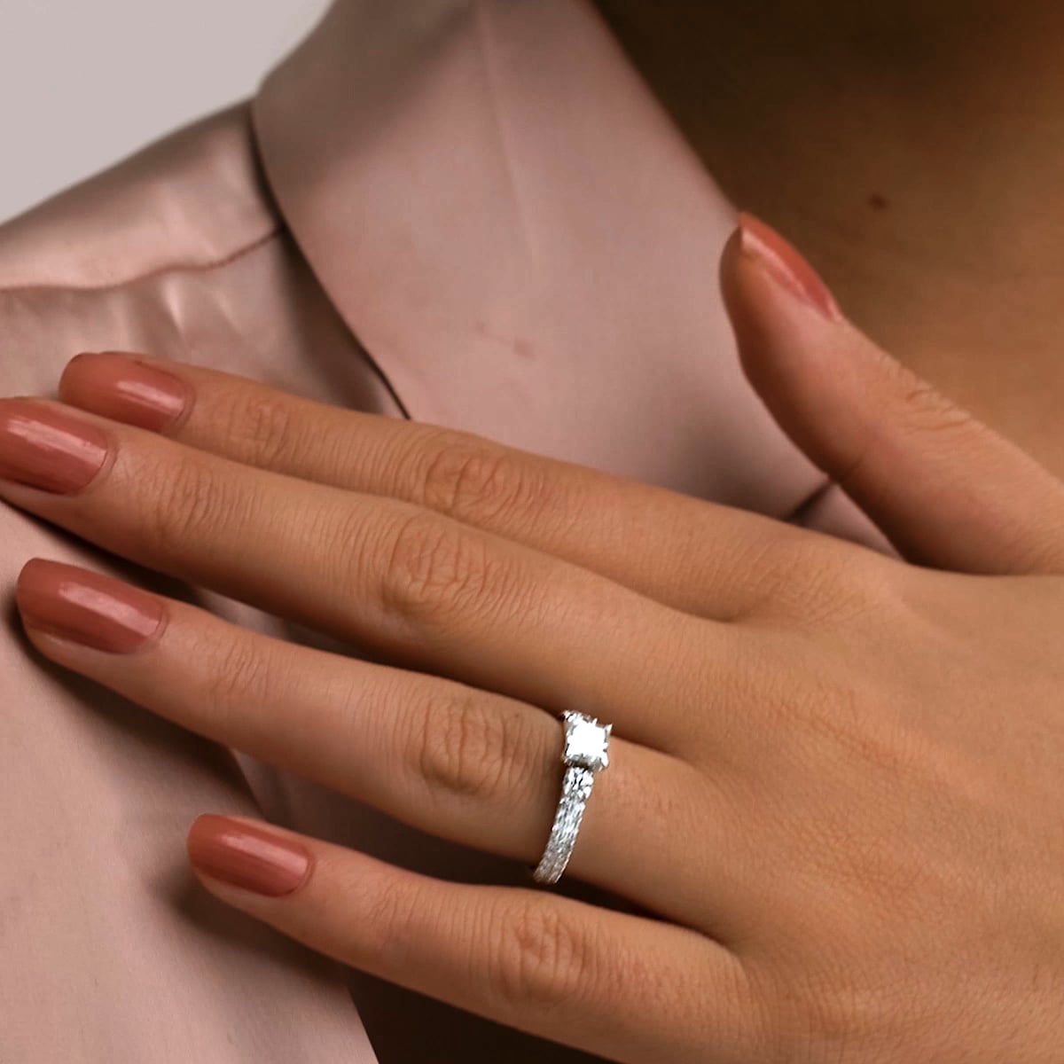 Marbella 3 1/2 ctw Princess Lab Grown Diamond Engagement Ring with ...