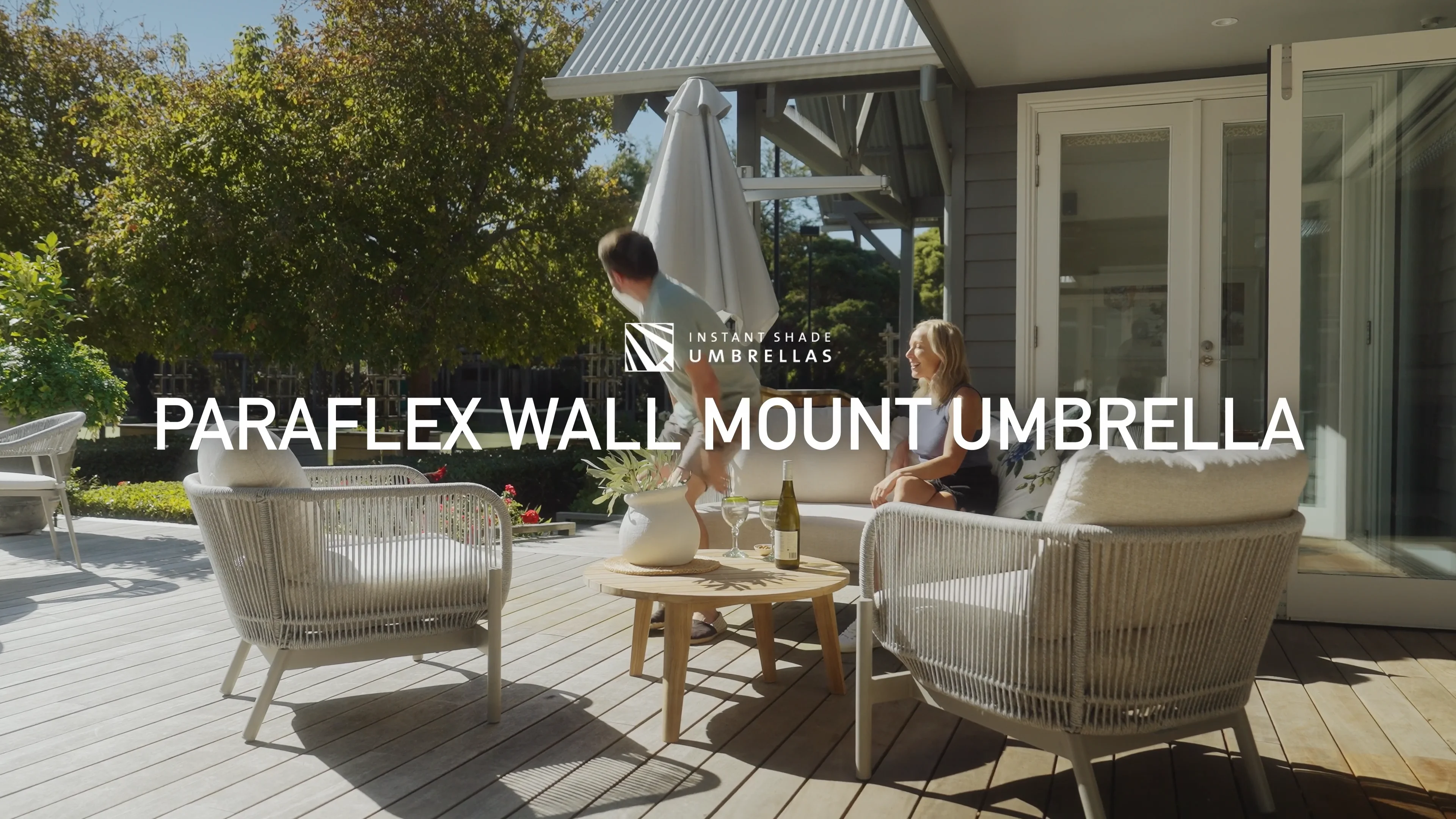 The Paraflex Wall Mounted Umbrella by Instant Shade Umbrellas
