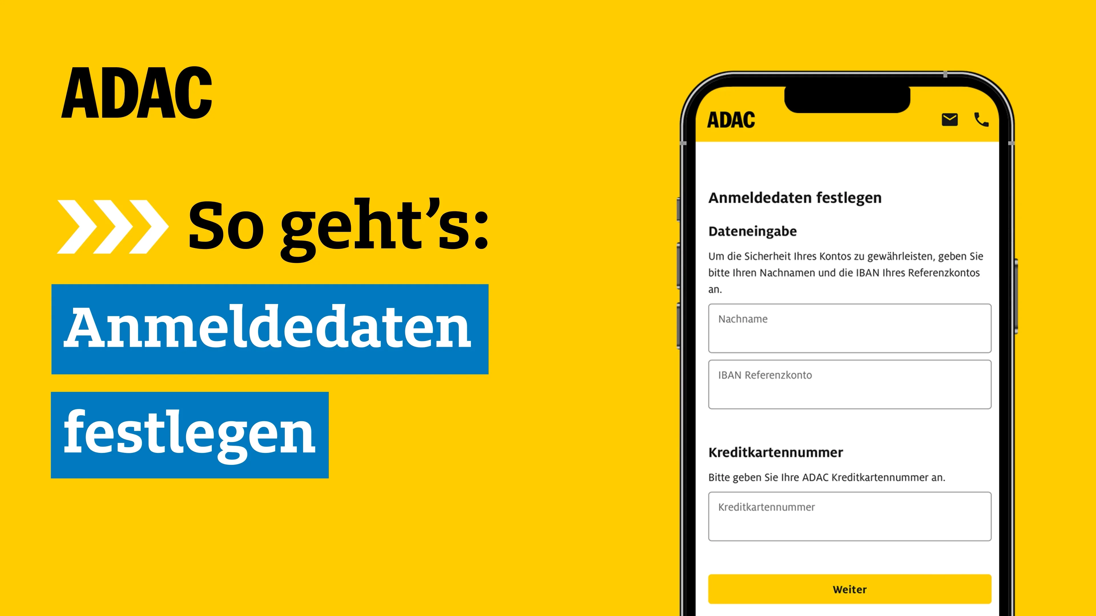 ADAC Anmeldedaten festlegen