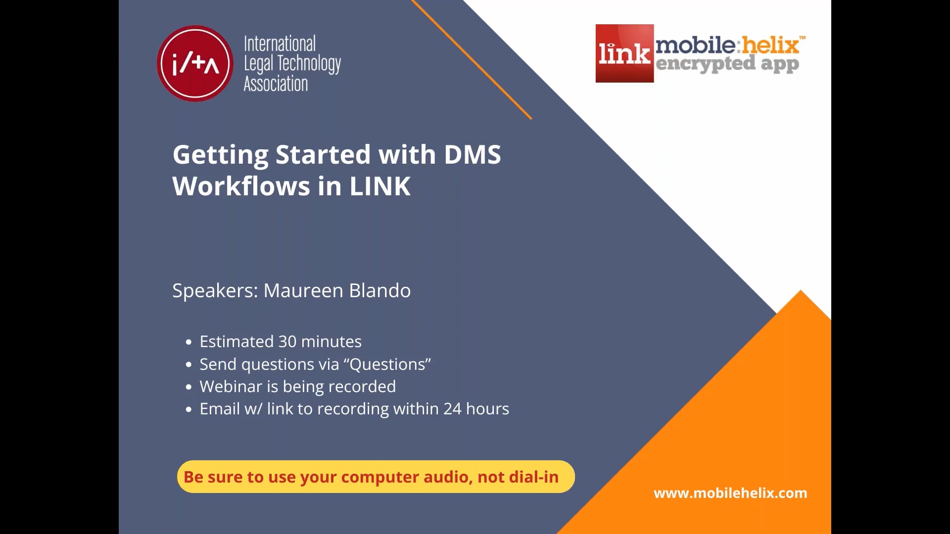 LINK App - iManage® How-to Videos & Tips - Webinar: Getting Started with DMS Workflows in LINK ...