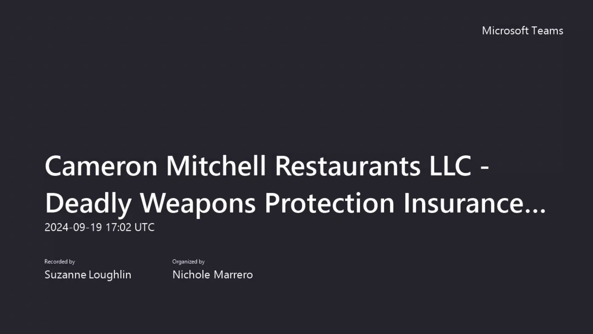 Cameron Mitchell Restaurants LLC - Deadly Weapons Protection Insurance - Introduction to ...
