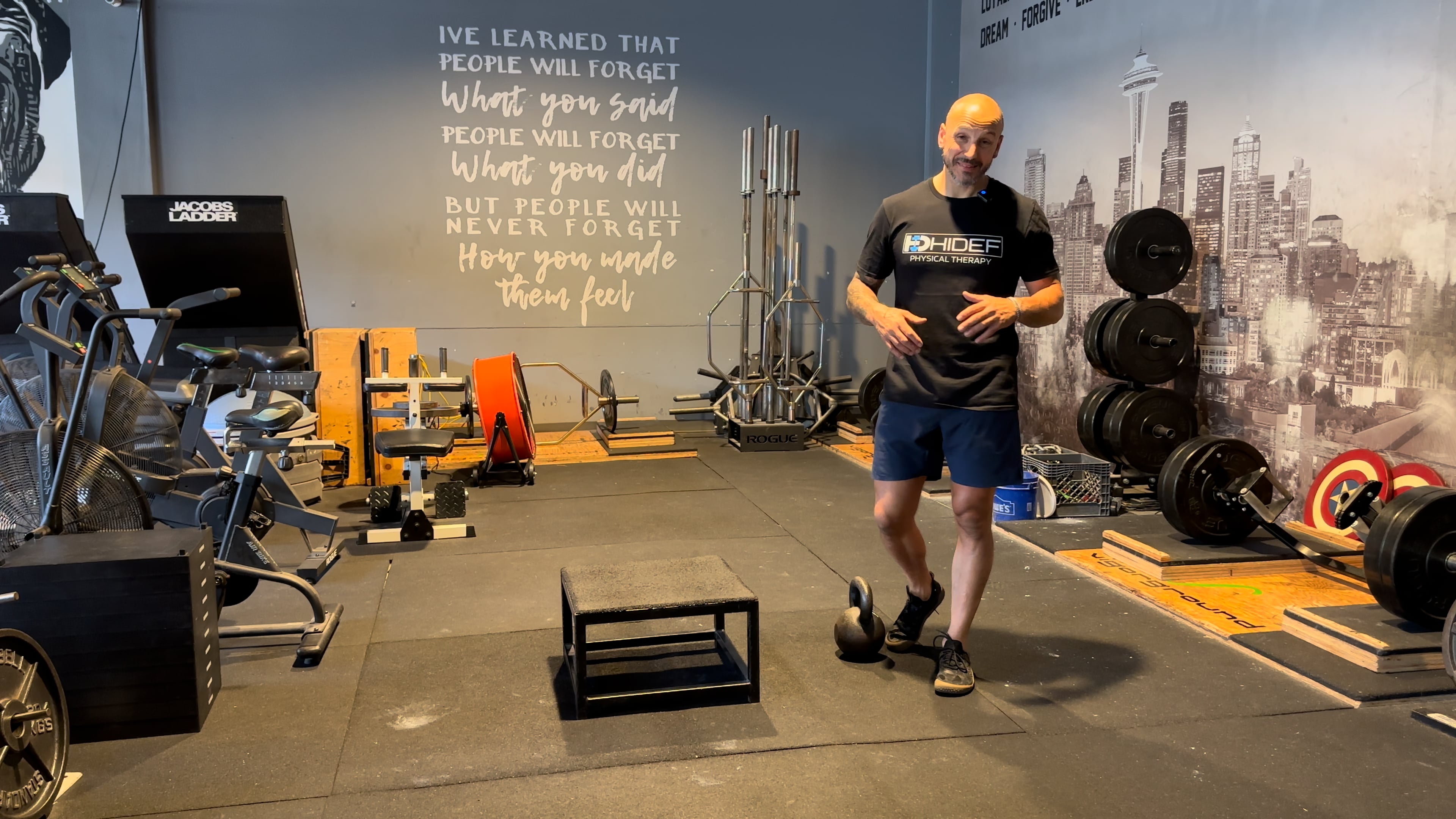 Staggered Single Arm KB Snatch to Step