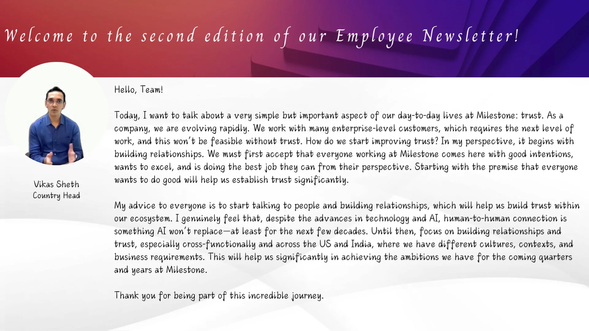 HRN_Welcome Note_Vikas