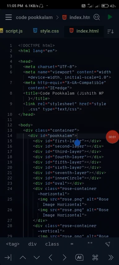 Upcode pookkalam coding (Jishith MP) - code explanation