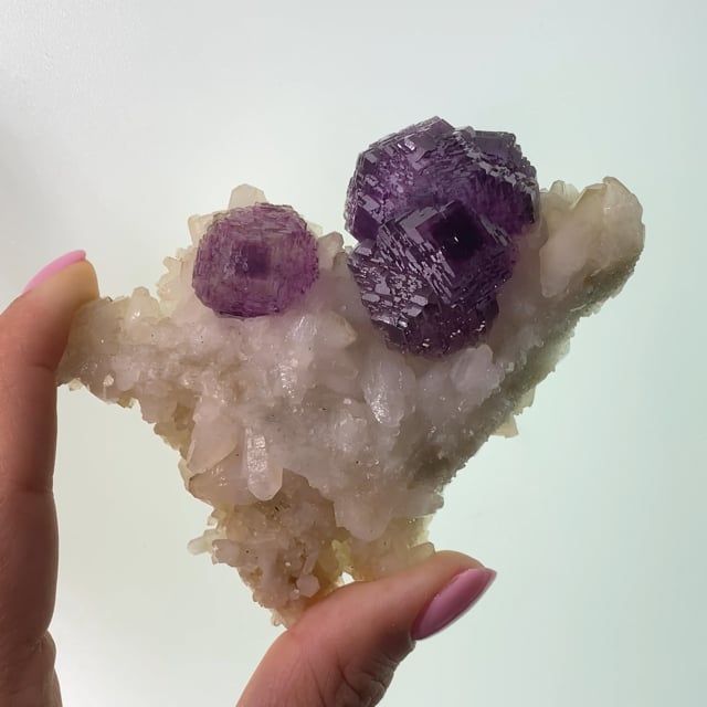 Fluorite with Calcite on Quartz - FTW-13 - Shangbao Mine - China ...