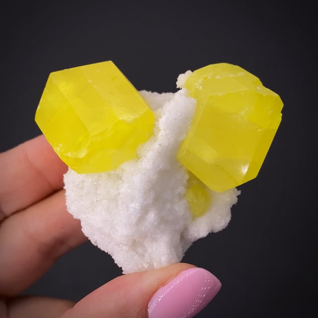 Sulfur on Aragonite - HALP24-12 - Gibellini Mine - Italy Mineral Specimen