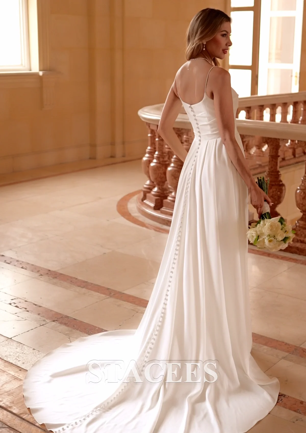 Classic A-line Square Neckline Court Train Stretch Crepe Classic A-line Square Neckline Court Train Stretch Crepe