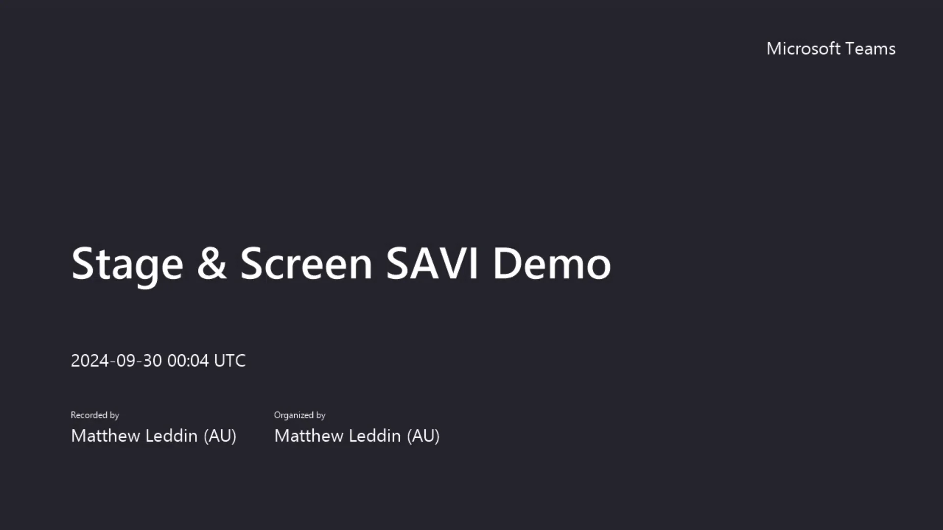 Stage & Screen - Fleet Space Savi Demo