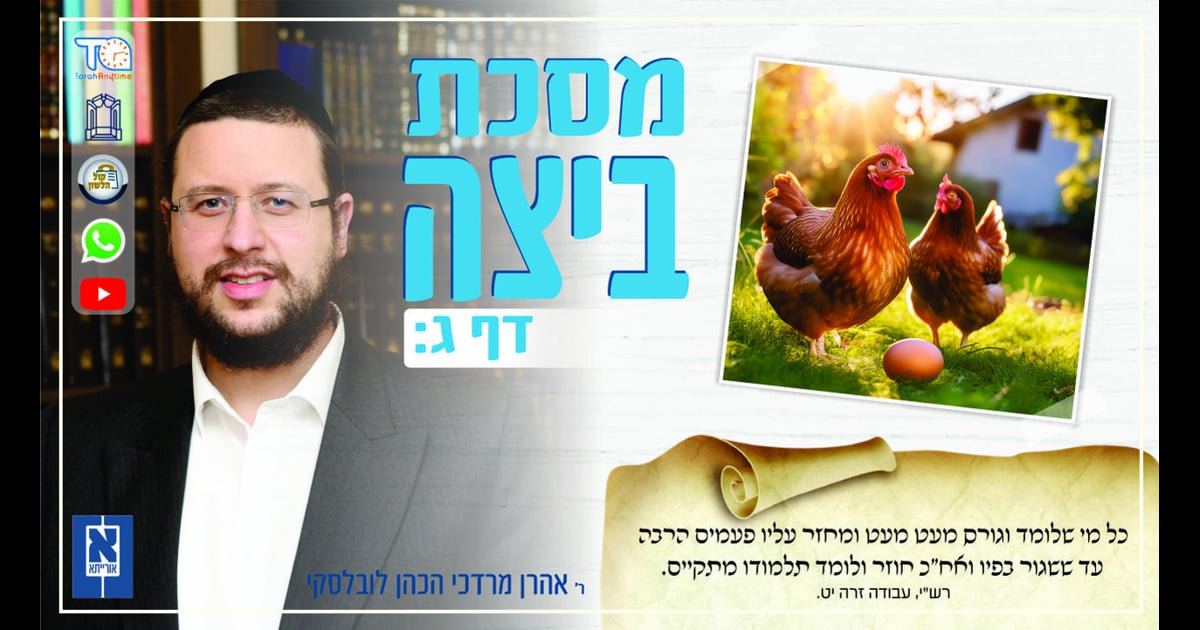 R' Aron Mordechai Lubelsky | Beitzah Daf 3b - Oraysa