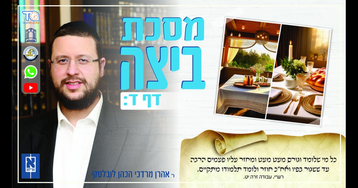 R' Aron Mordechai Lubelsky | Beitzah Daf 4b - Oraysa